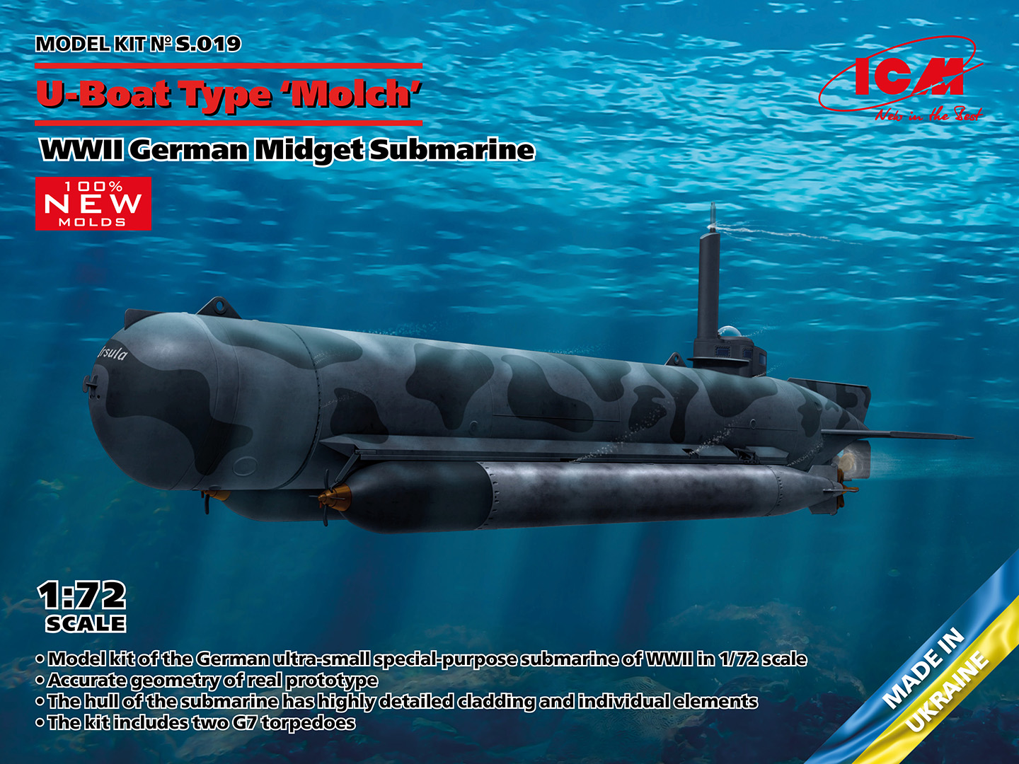 ICM 1/72 U-Boat Type Molch, WWII German Midget Submarine ...