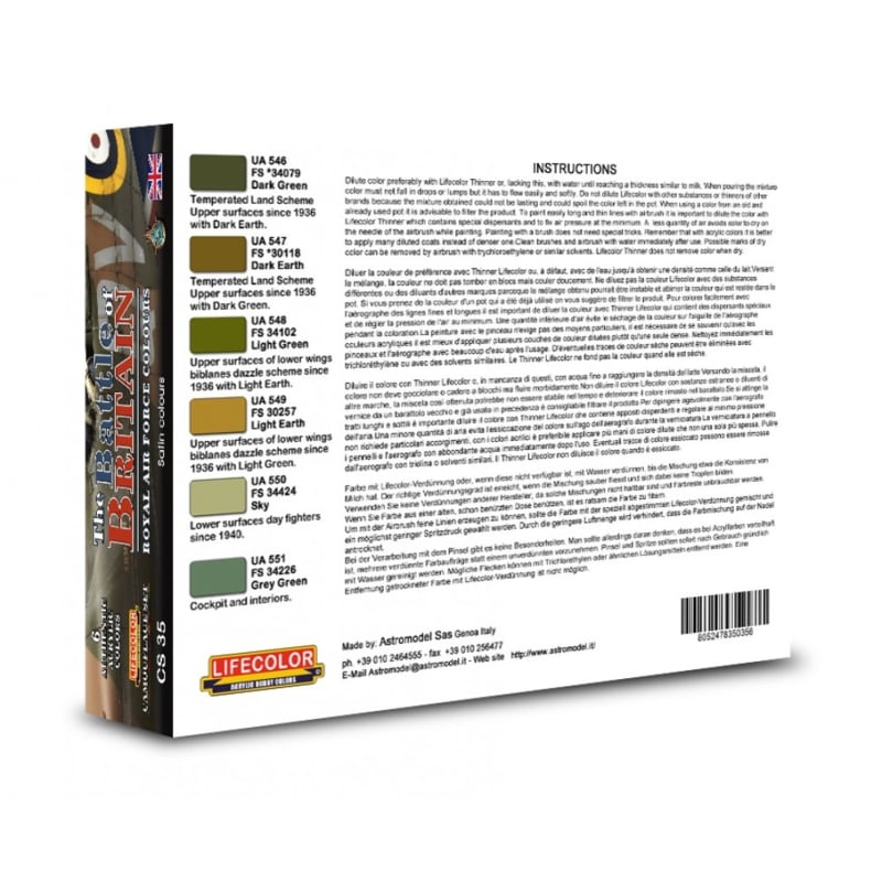 Lifecolor Battle Of Britain, Royal Air Force Colors 6 x 22 ml ...